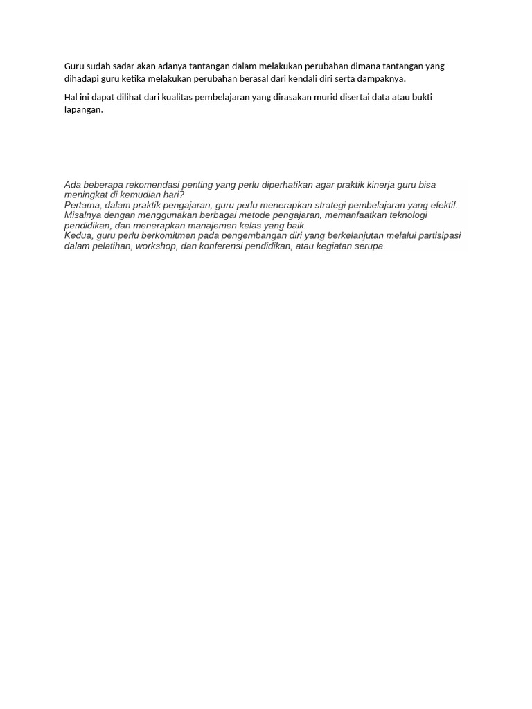 Guru Sudah Sadar Akan Adanya Tantangan Dalam Melakukan Perubahan Dimana ...