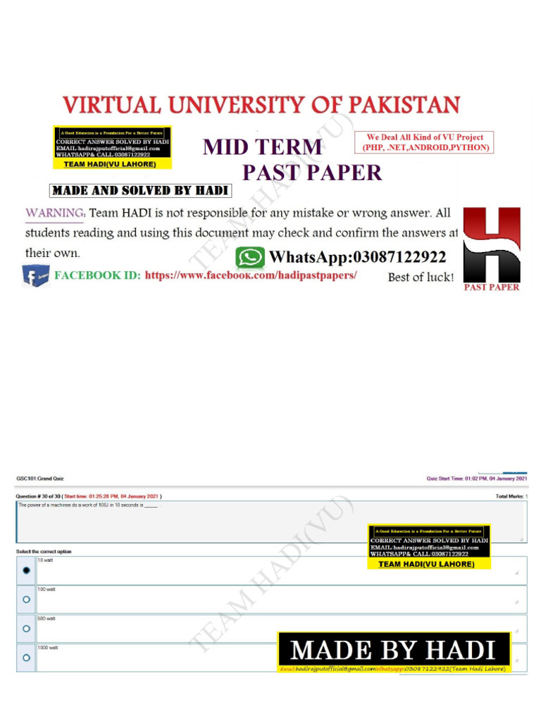 GSC101 Midterm File 1 Solved by Team Hadi | PDF