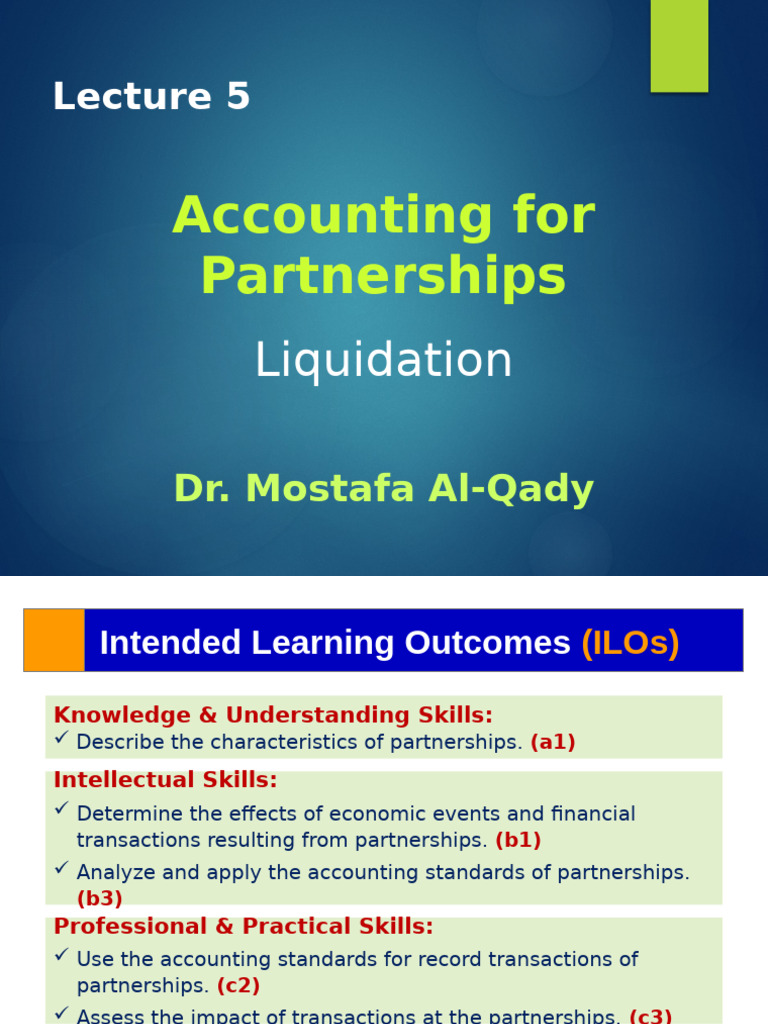 Lect#05. Partnership Liquidation | PDF | Debits And Credits | Partnership