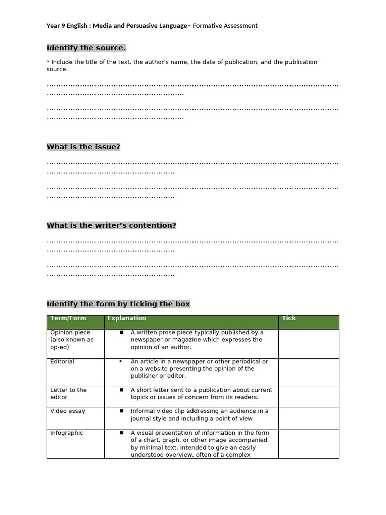 Formative Task - Analysing An Argument | PDF | Newspapers | Human ...