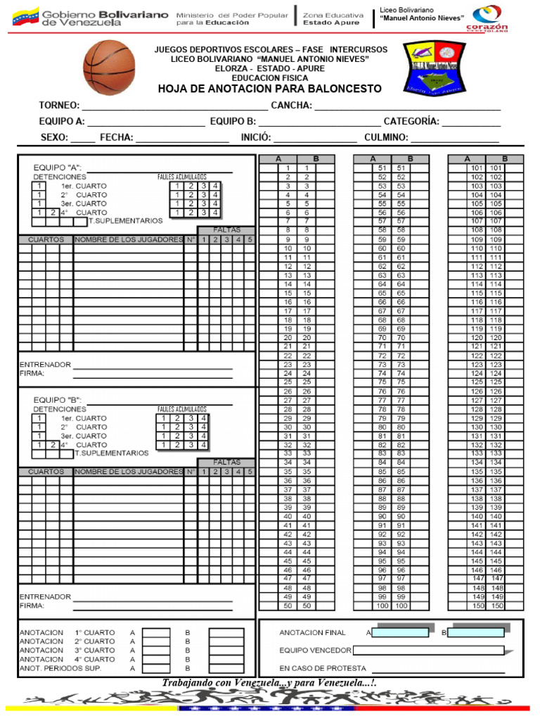 Hoja de Anotación de Baloncesto | PDF