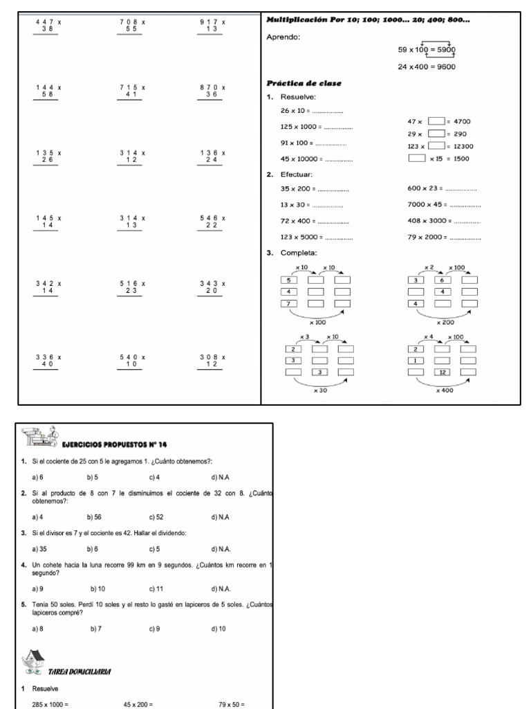 3 GRADO - MATEMATICA MULTIPLICACIONES | PDF