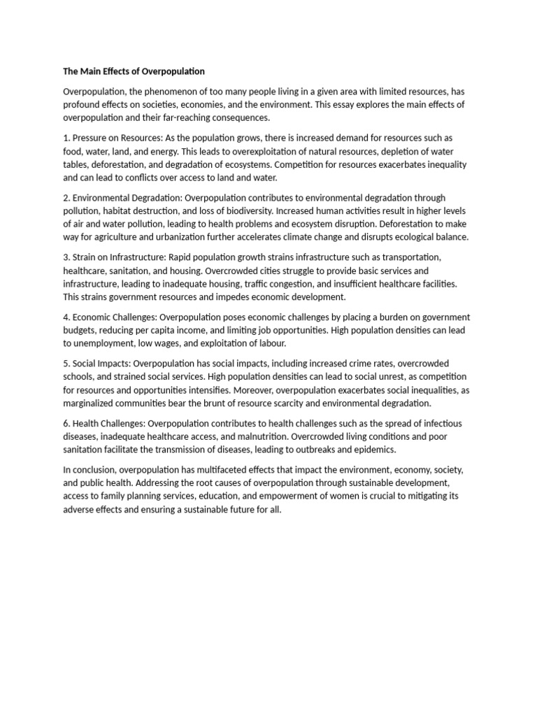 The Main Effects of Overpopulation | PDF | Human Overpopulation | Environmental Degradation