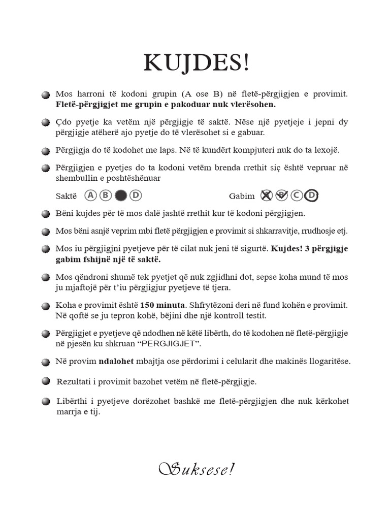 Provimi I Pranimit 2023 KL 9 A | PDF