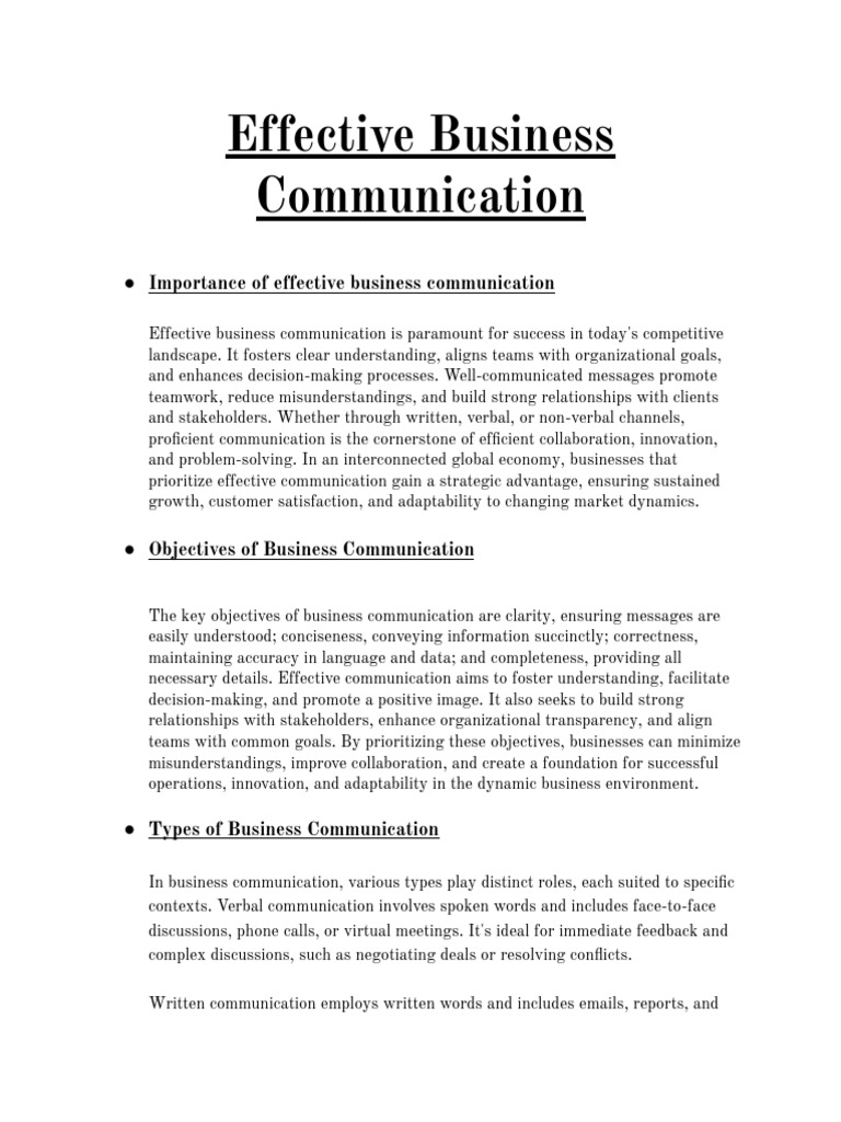 Effective Business Communication | PDF | Communication | Nonverbal ...
