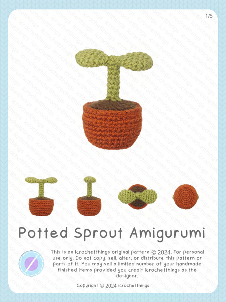 Potted_Sprout_Amigurumi_by_icrochetthings | PDF | Crochet | Knitting