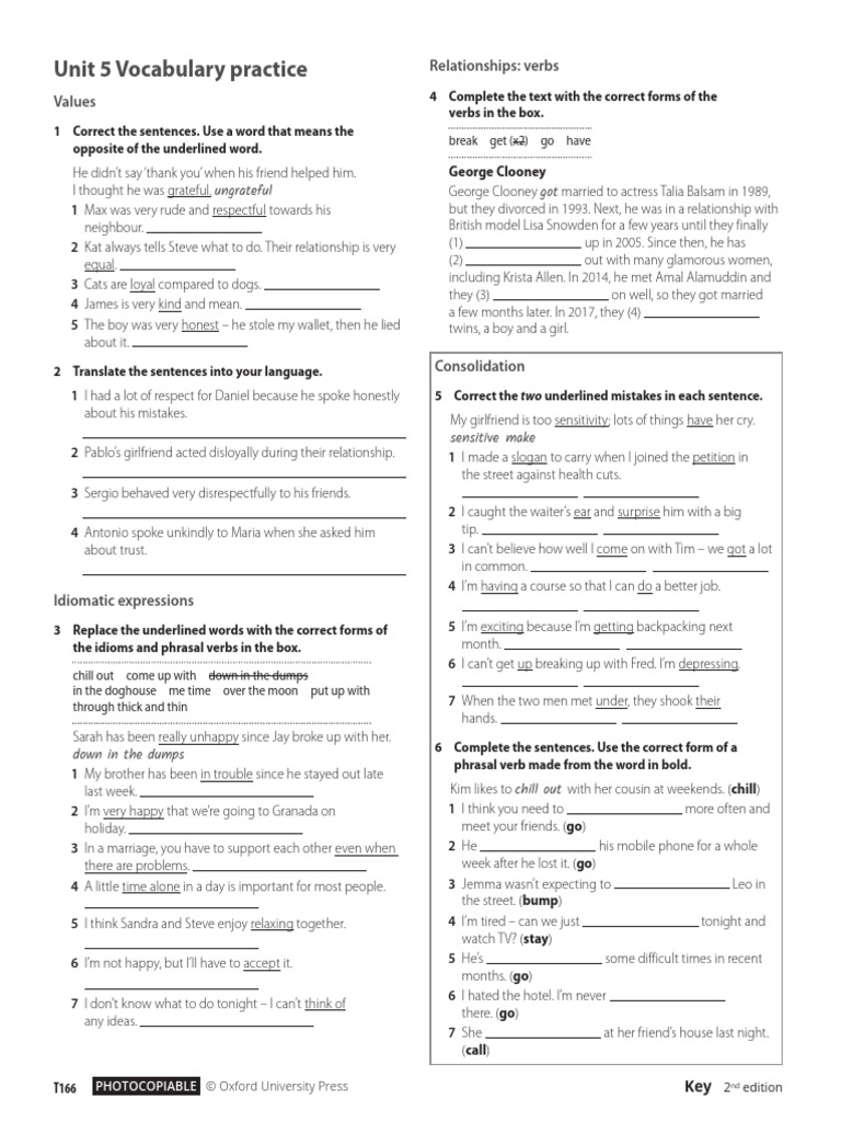 Vocabulary Practice: Antonyms, Idioms, and Phrasal Verbs | PDF ...