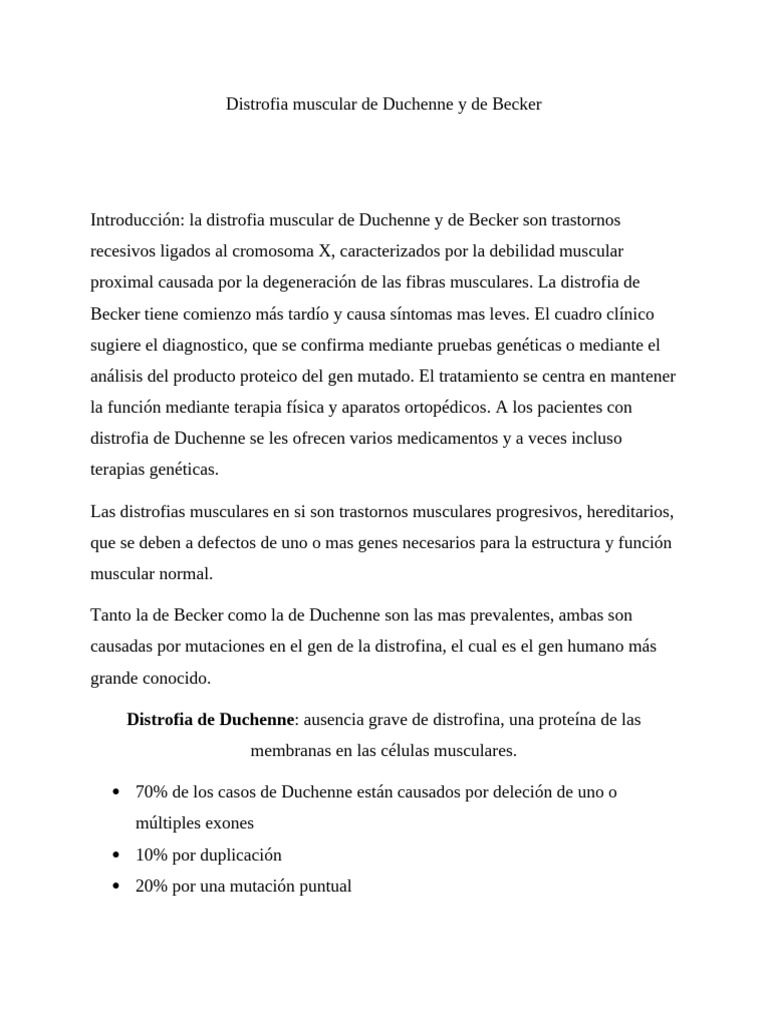 Distrofias Musculares: Duchenne y Becker | PDF | Especialidades Medicas ...