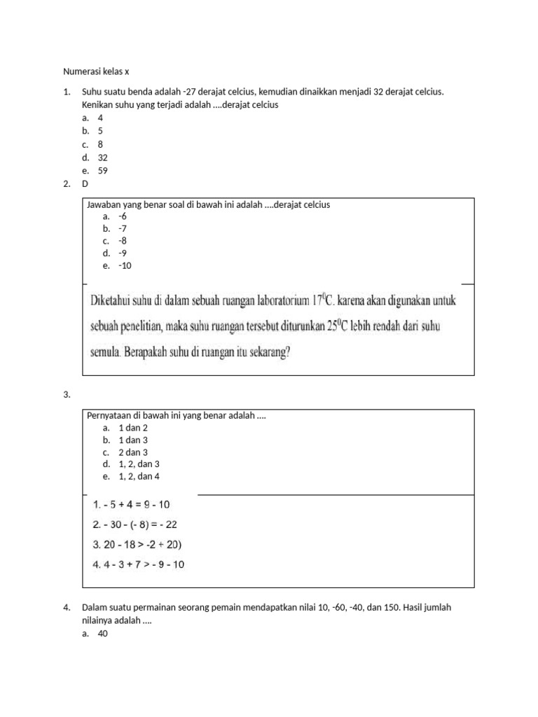Latihan Numerasi Kelas x (2) | PDF