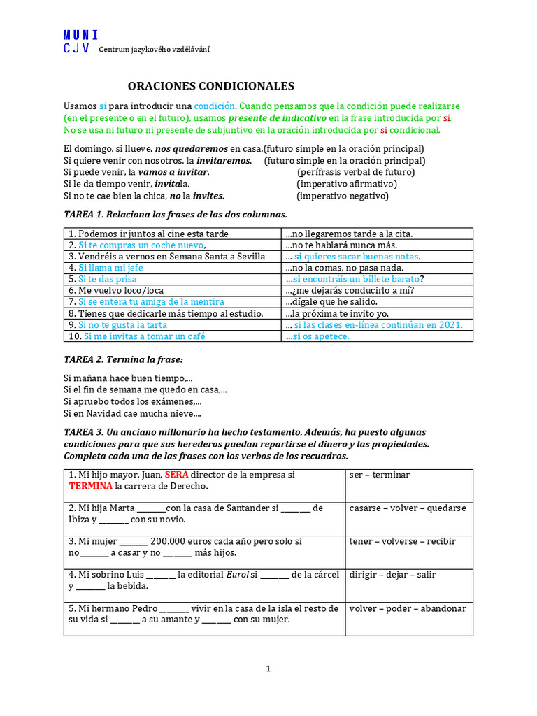 Oraciones Condicionales | PDF