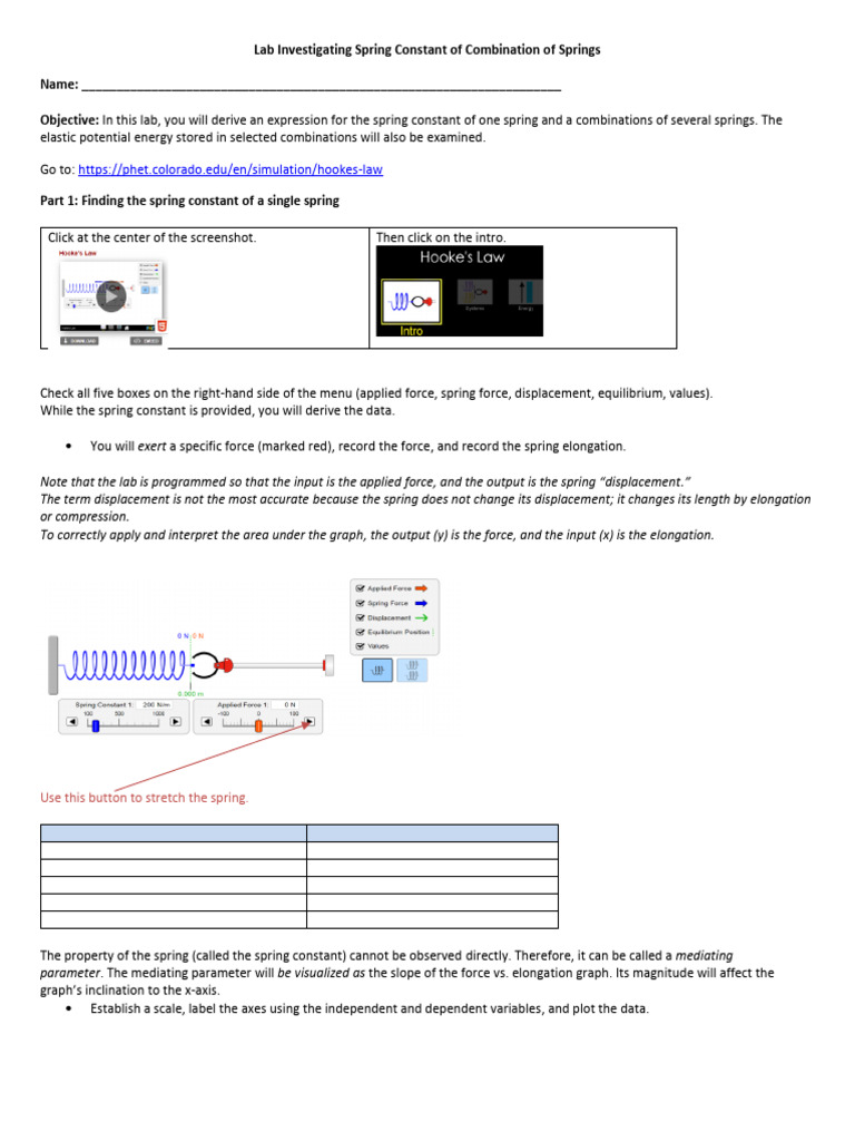 Spring Constant Lab: Series & Parallel Analysis | PDF | Force | Mechanical Engineering