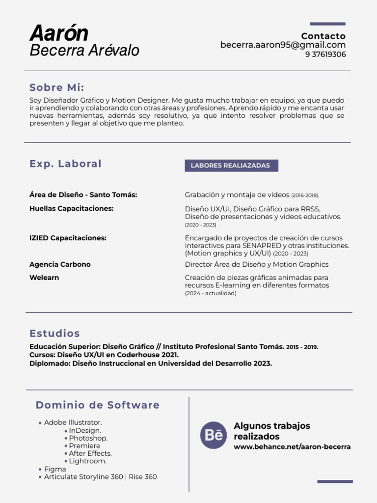 CV - Aaron Becerra Arevalo 2024 | PDF | Diseño gráfico | Adobe Creative ...