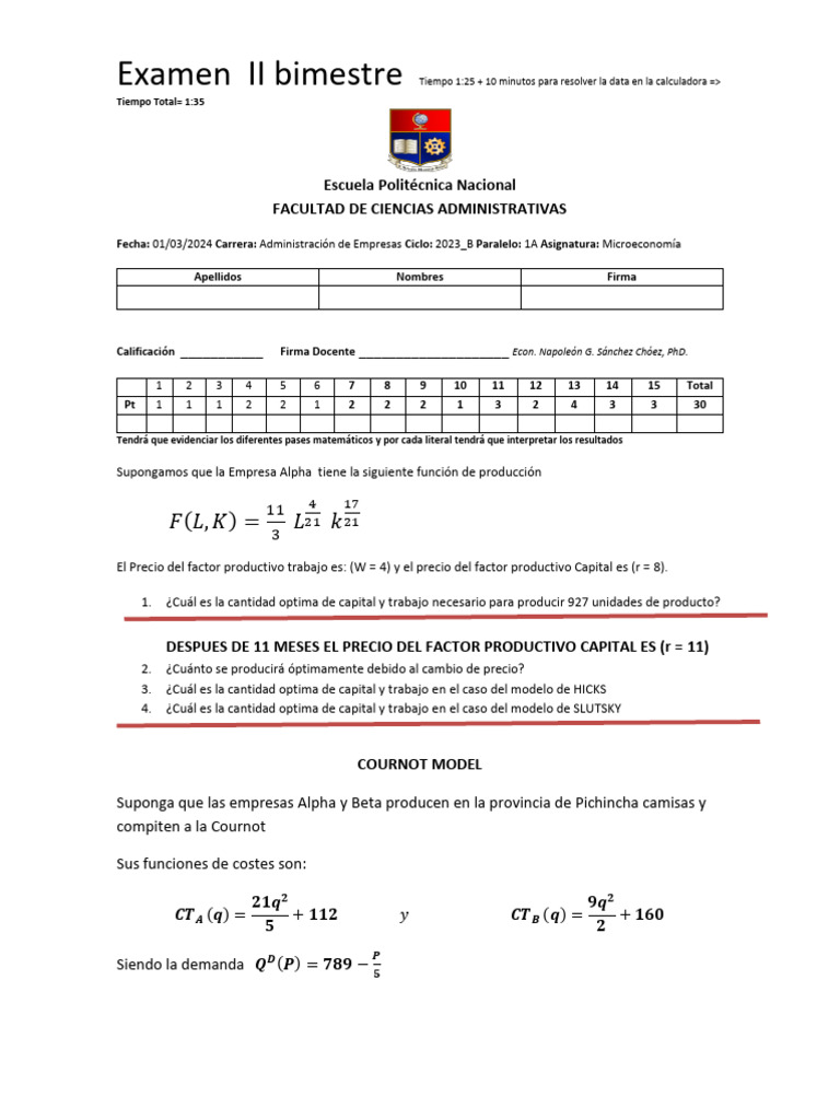 Sol_EX_II_1A_01.03.2024_completo | PDF | Monopolio | Excedente económico