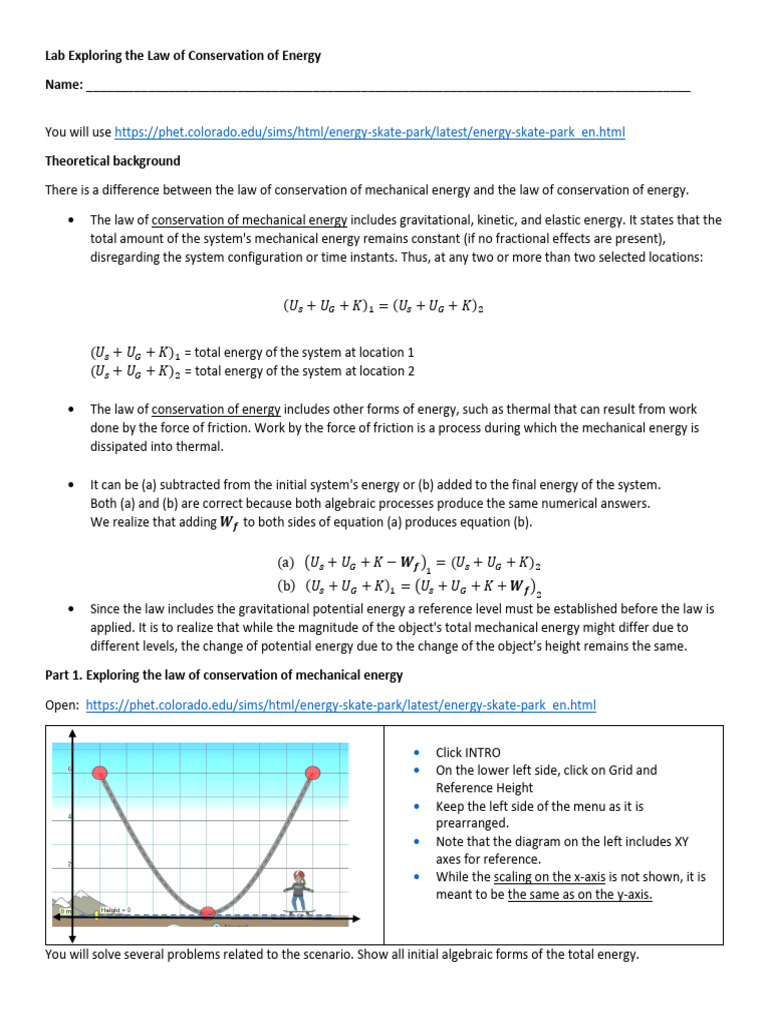 Lab 4 Exploring the Law of Conservation of Energy | PDF | Quadratic Equation | Force