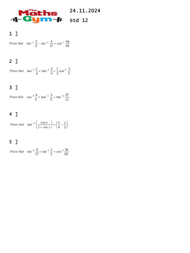 24.11.24 Maths Gym | PDF
