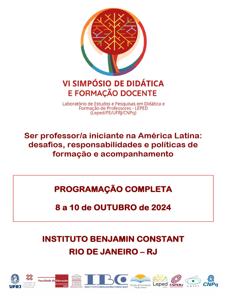PROGRAMAÃ Ã O COMPLETA SIMPOSIO LEPED (Com QR Code) | PDF | Pedagogia ...