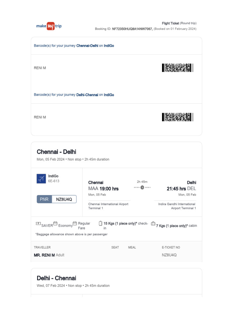 NF723S0HUQ8A14NW7067 ETicket | PDF | Identity Document | Aviation