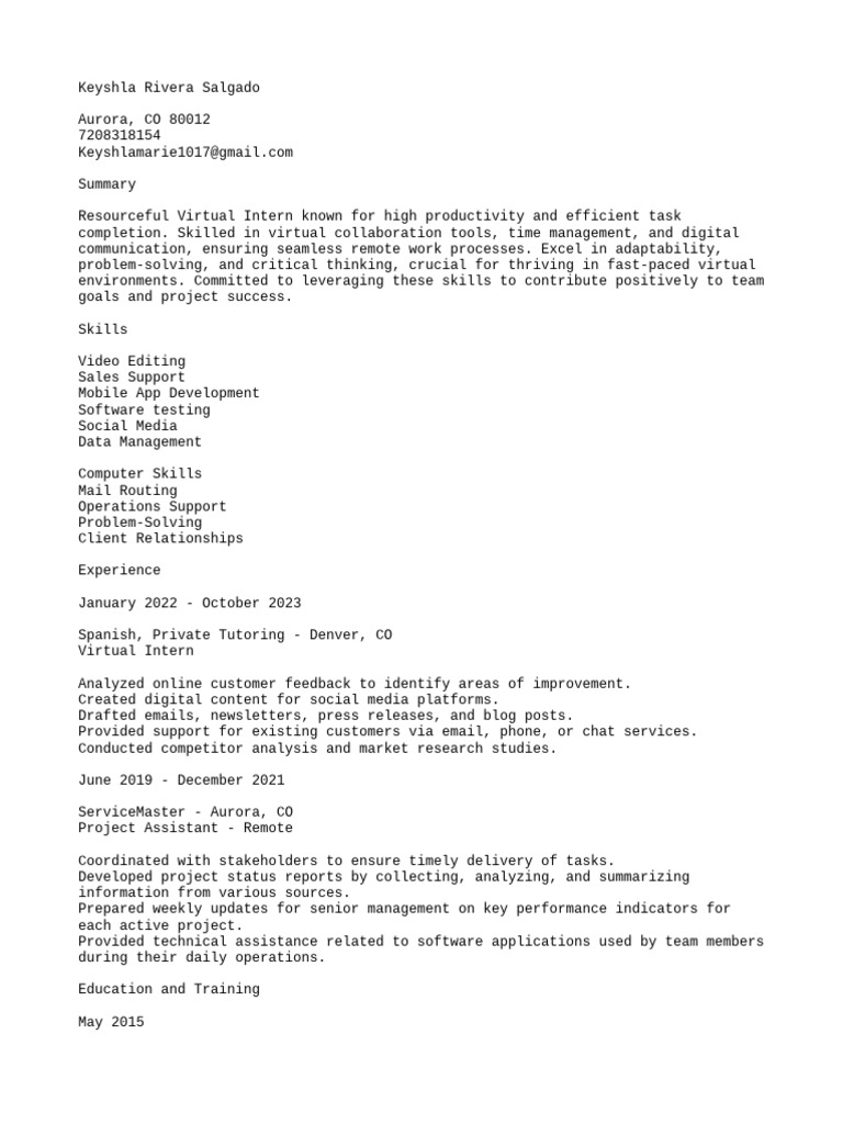 Keyshla RiveraSalgado Resume 2 | PDF