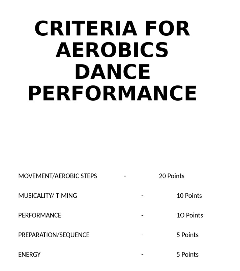 Criteria For Choreographed Dance Performance | PDF