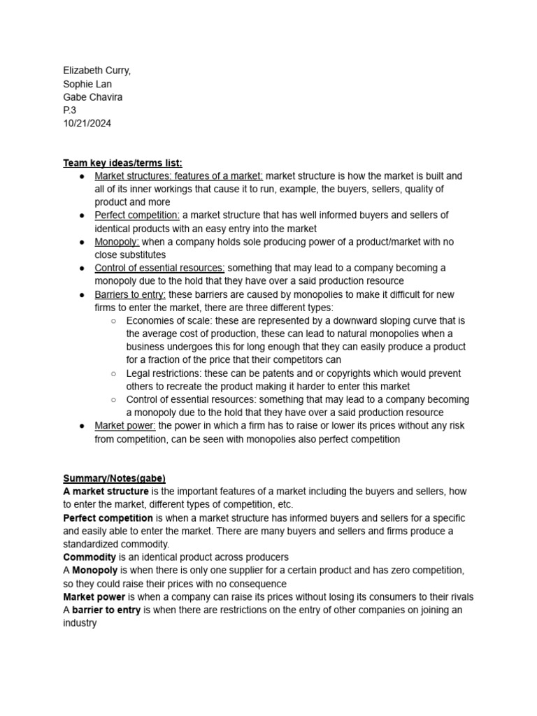 Market Structure Team Reading | PDF | Monopoly | Market Power