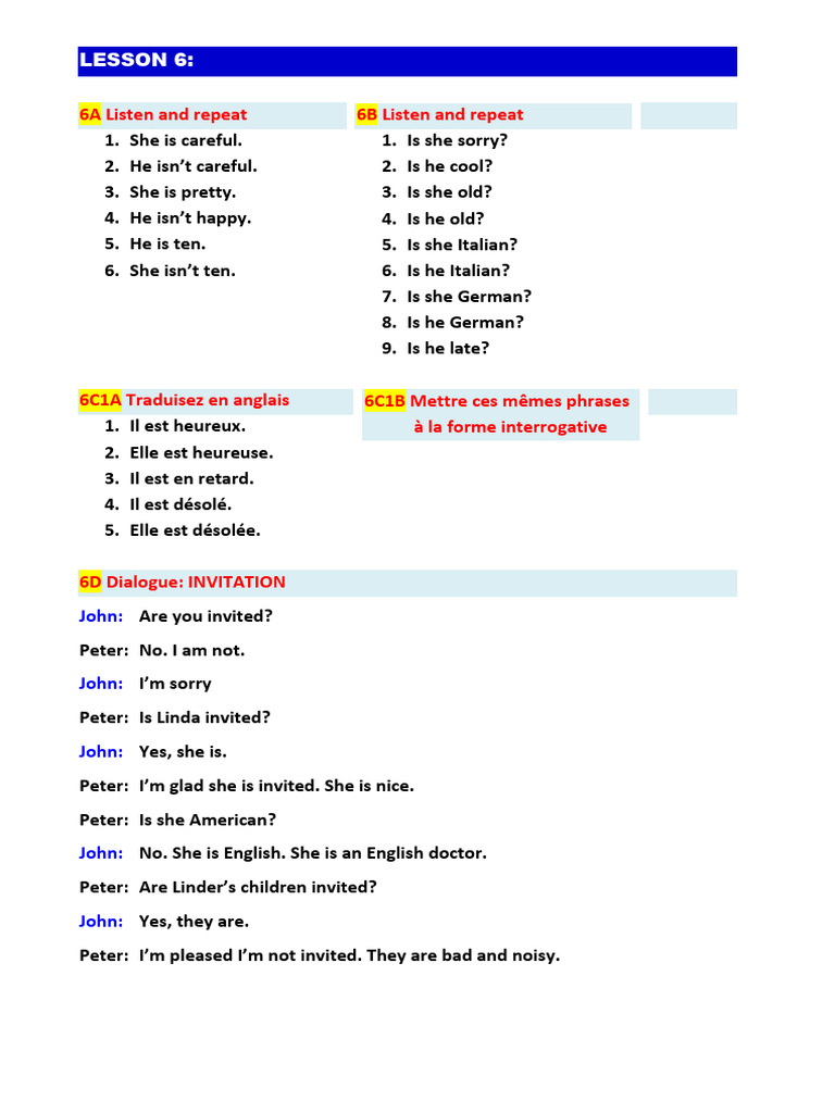 Lesson 6 - 10 | PDF | Drink