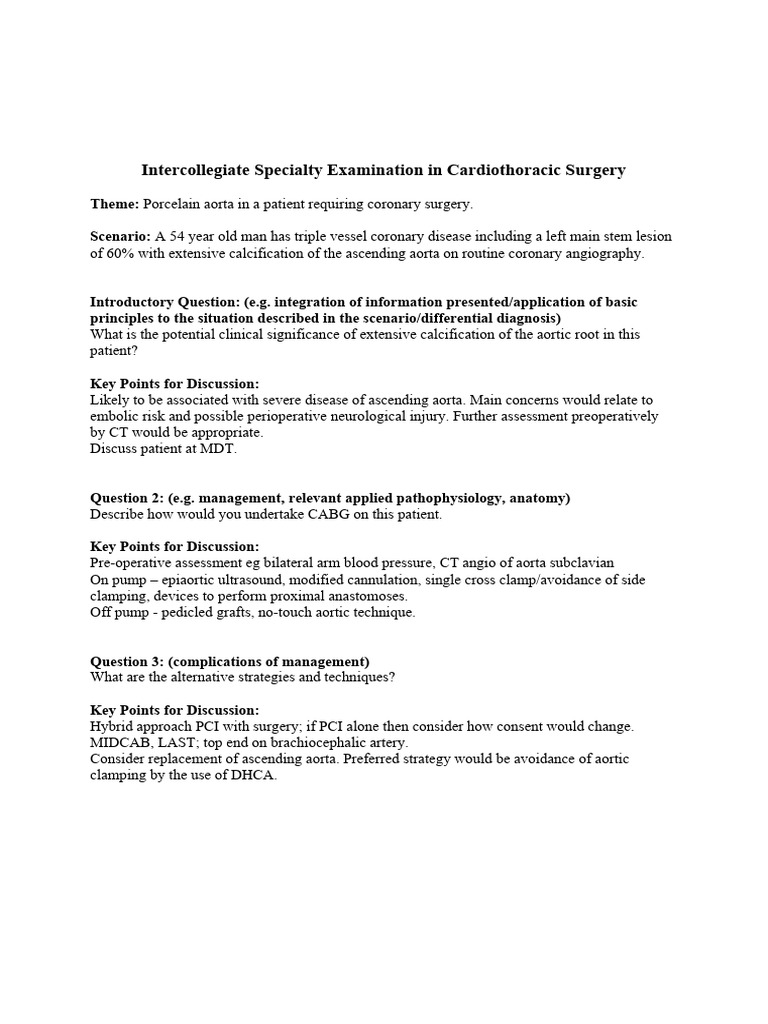 JCIE Cardiothoracic Surgery Oral Questions example | PDF | Aorta ... JCIE Cardiothoracic Surgery Oral Questions example | PDF | Aorta ...