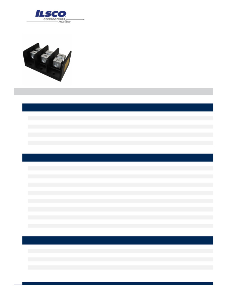 ILSCO Power Distribution Block Specs | PDF | Screw | Electrical Conductor