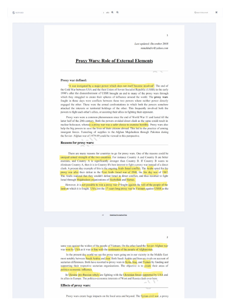 Proxy Wars Role of External Elements | PDF