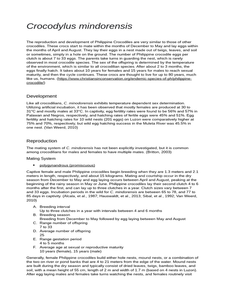 C. Mindorensis Phenology | PDF | Egg | Zoology