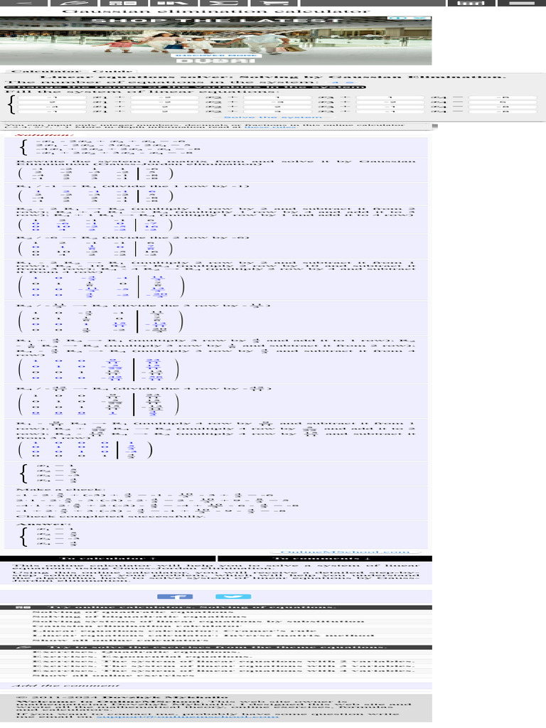 Gaussian Elimination Calculator | PDF