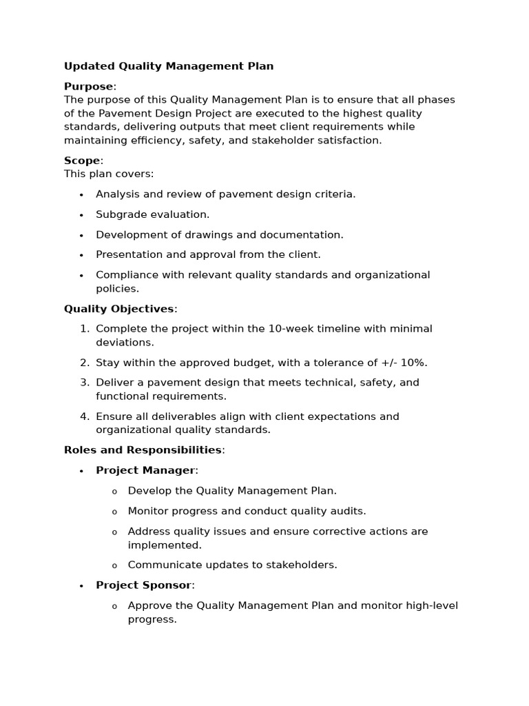 Pavement Design Quality Plan | PDF | Quality Management | Evaluation