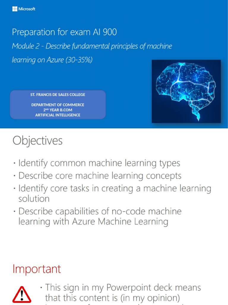 Prepa AI900 - Module 2 - Describe Fundamental Principles of Machine Learning On Azure (30-35 ...