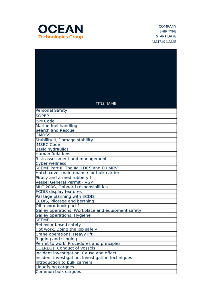 E-Learning Training Matrix - Updated On 18th Aug 2022 | PDF | Sailor ...