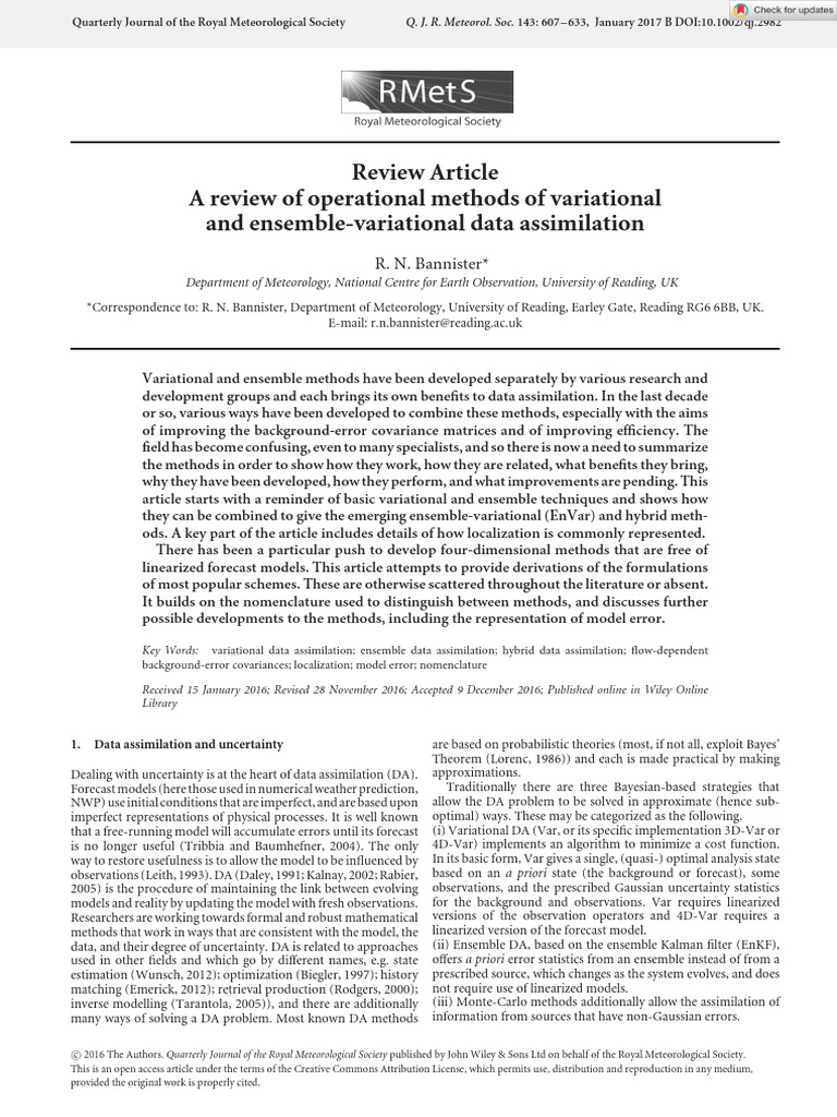 Quart J Royal Meteoro Soc - 2016 - Bannister - A review of operational methods of variational ...