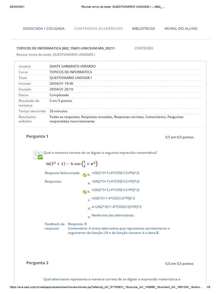 Respostas do Questionário de Informática | PDF | Matemática ...