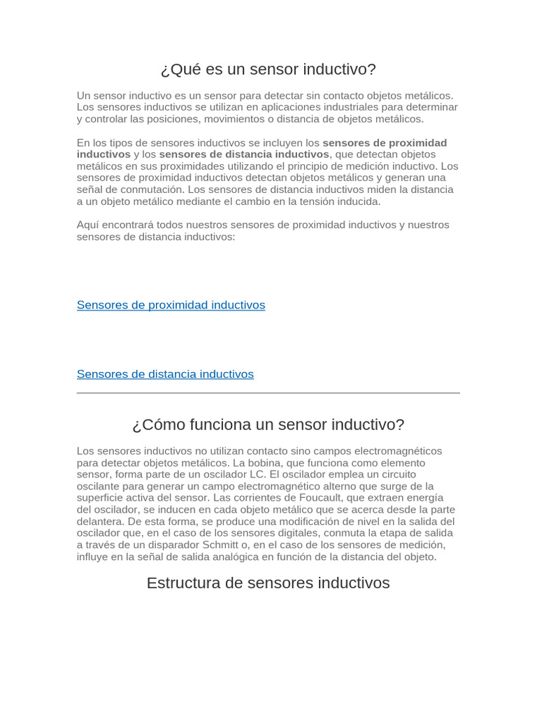 Qué Es Un Sensor Inductivo | PDF | Sensor | Medición