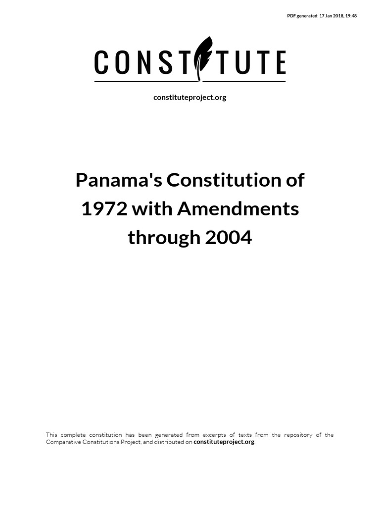 Panama Constitution English Version | PDF | Naturalization | State Of ...