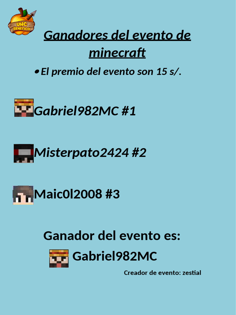 Ganadores Del Evento de Minecraft | PDF