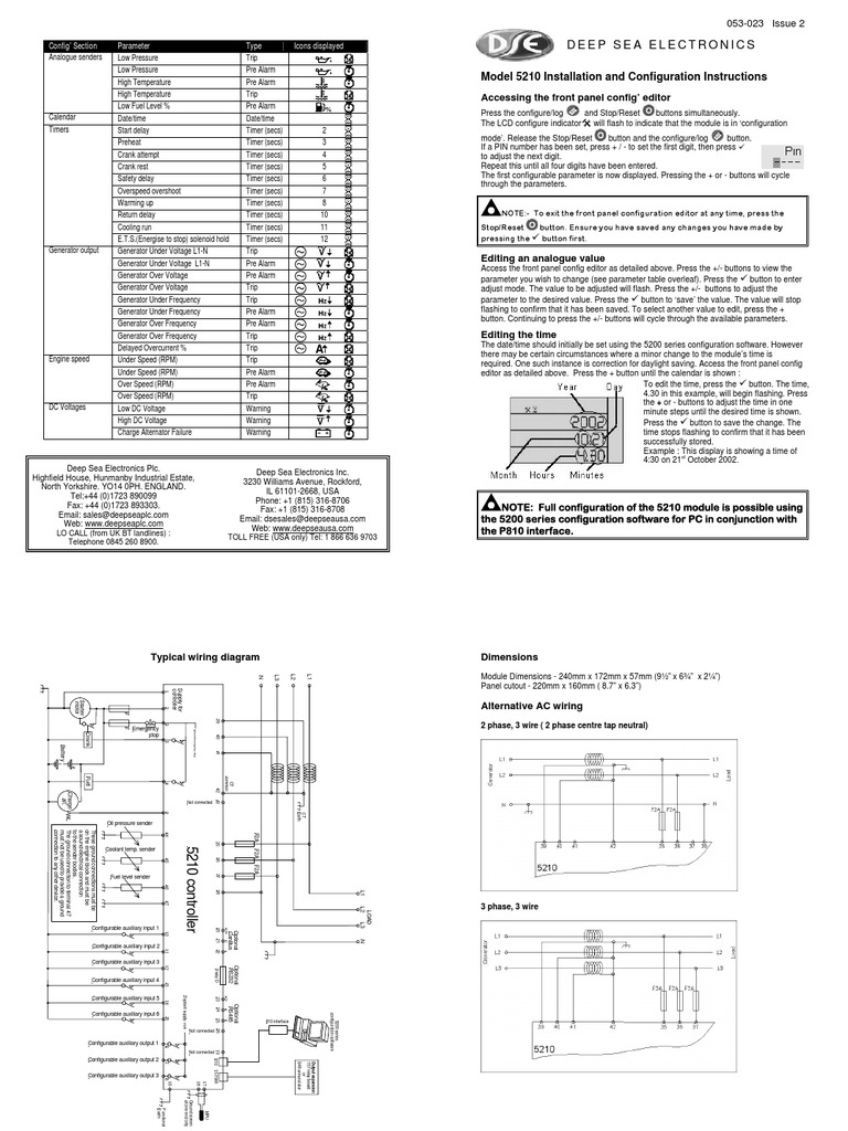 Dse5210 Installation Inst | PDF | Timer | Electric Generator