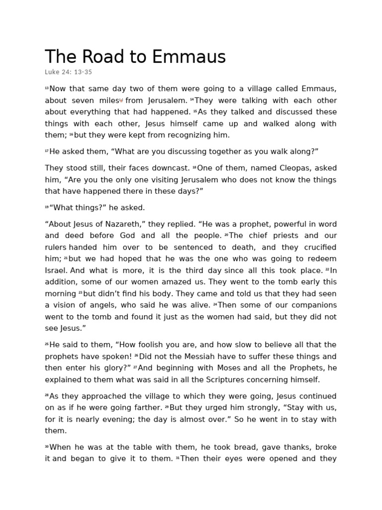 Week 1 - Road to Emmaus | PDF | Jesus | Prophet