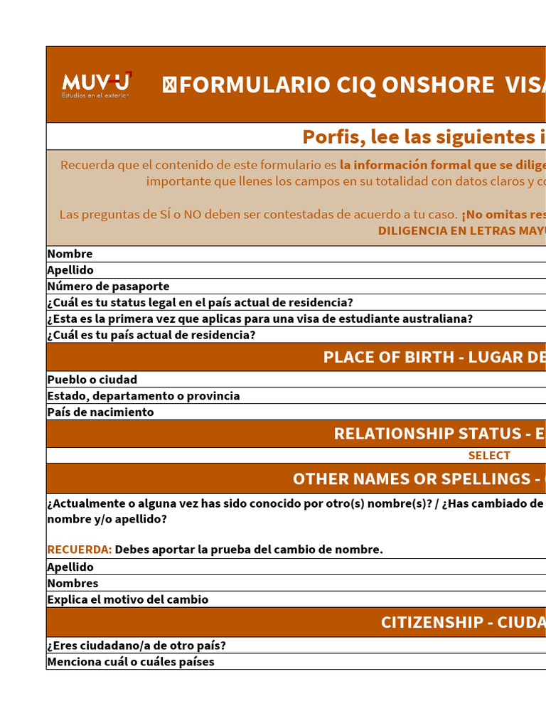 Form Ciq Single Onshore - Muv-U Original | PDF | Sistema internacional ...