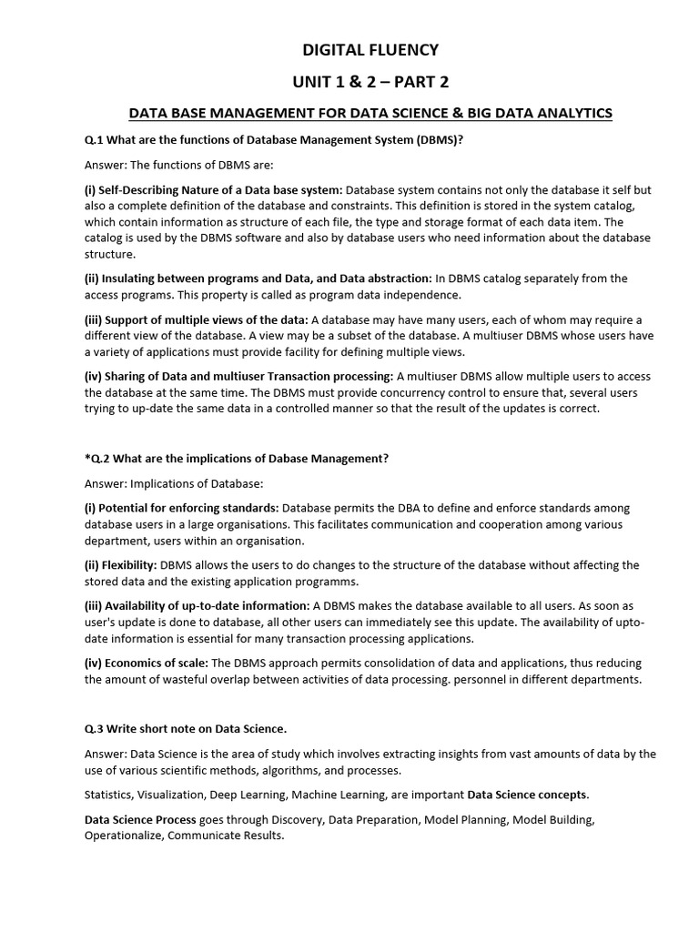 DIGITAL FLUENCY - Unit 1 & 2 - Part 2 edited | PDF | Cloud Computing | Internet Of Things