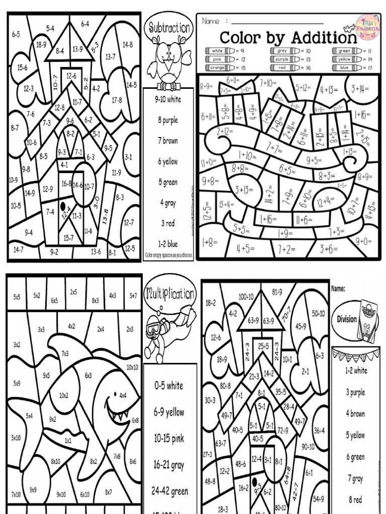 Math Basic Operation Coloring Activity | PDF