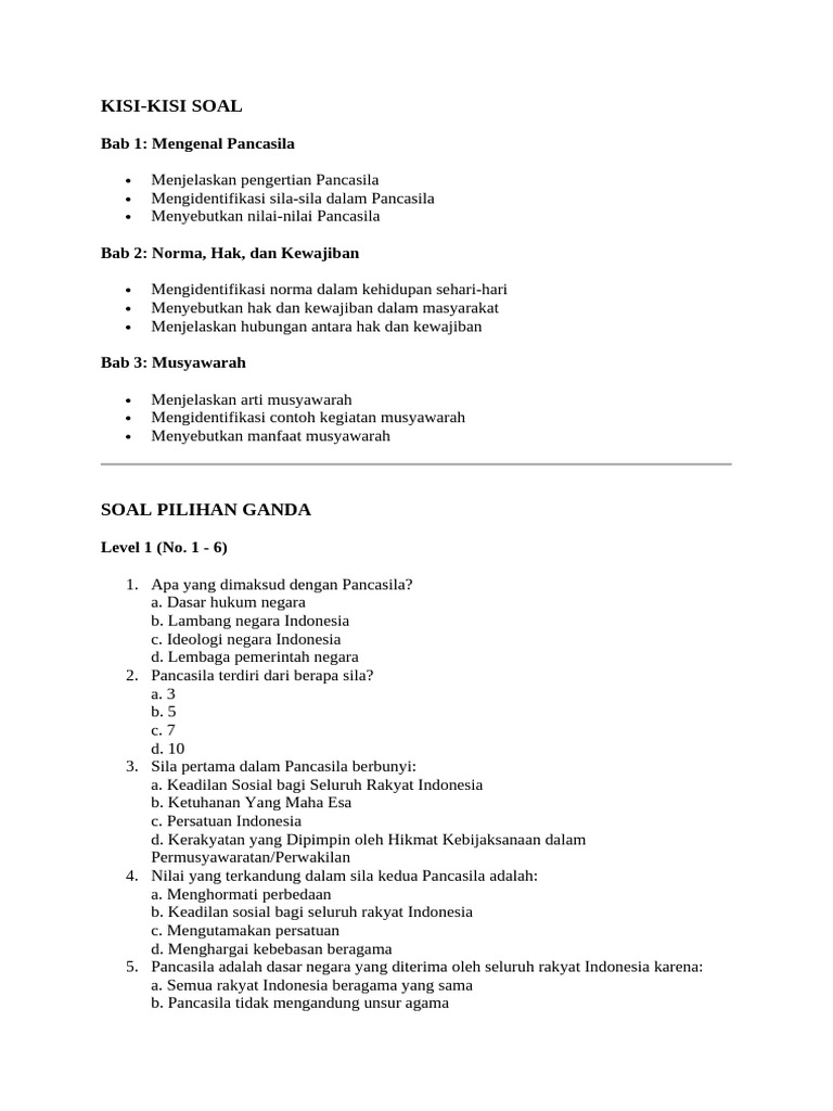 Soal Dan Kisi-kisi | PDF