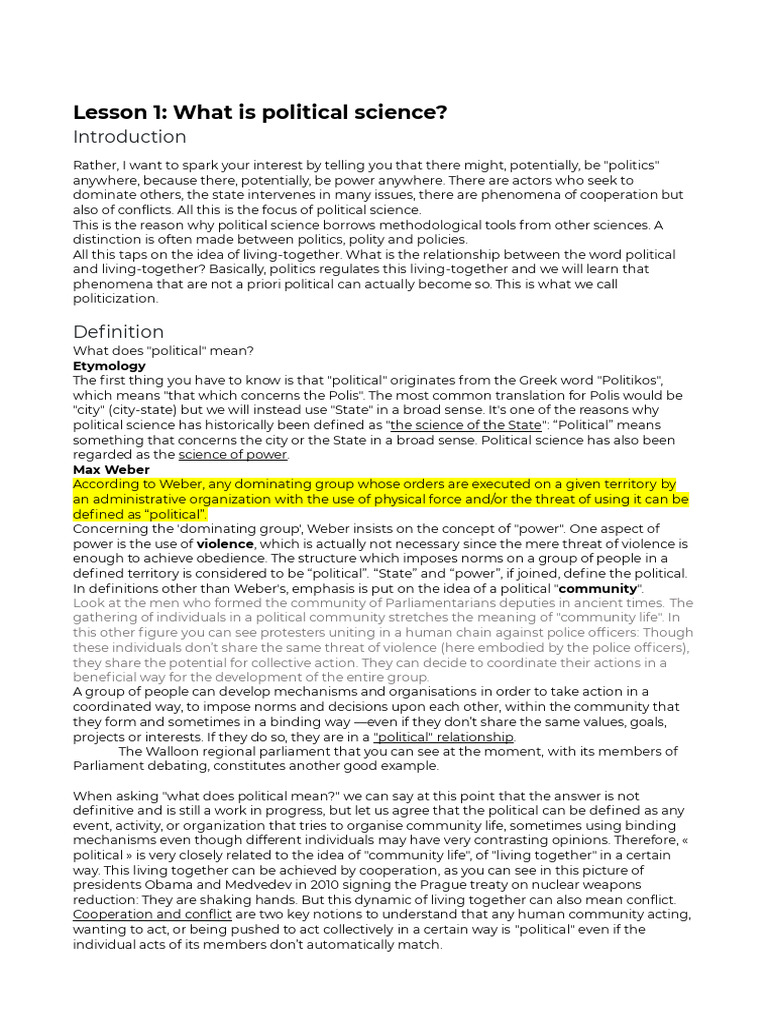 LESPO1114 - Political Science - Transcription Vidéos ENG | PDF | State ...