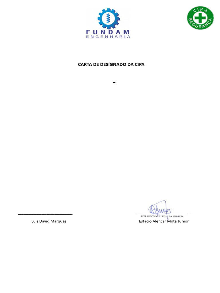 Carta de Designado Da Cipa - Fundam | PDF