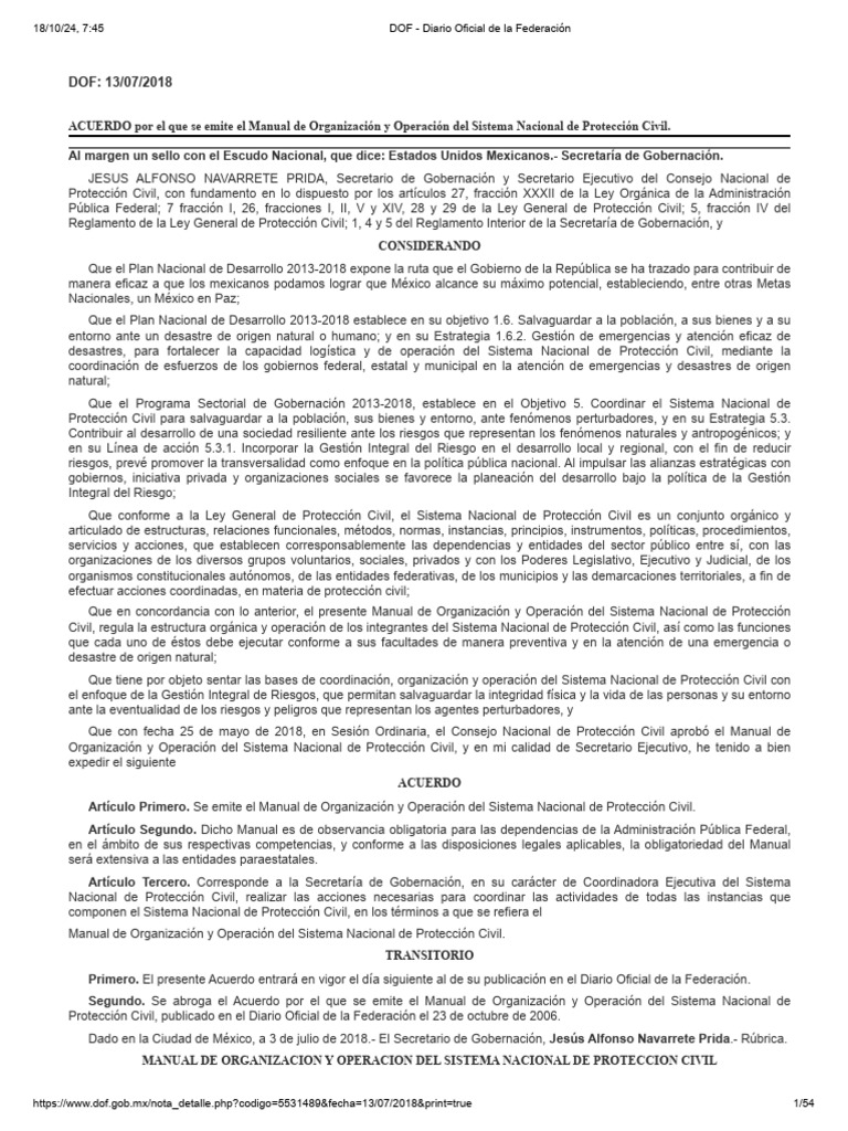 SINAPROC | PDF | Defensa Civil | México