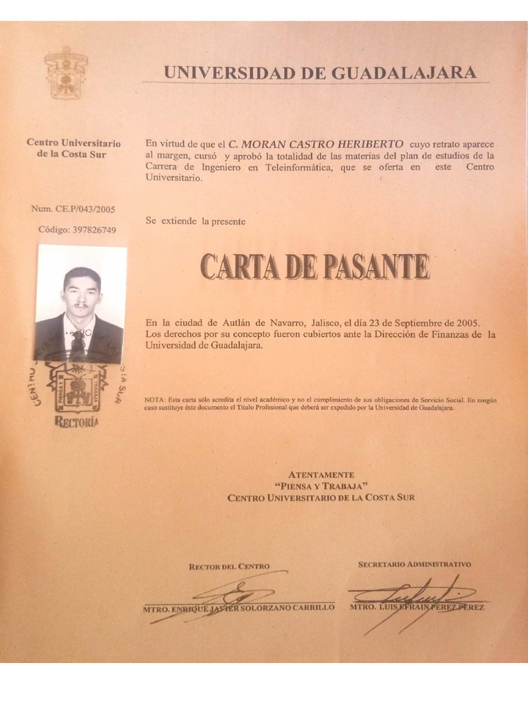 Carta de Pasante | PDF