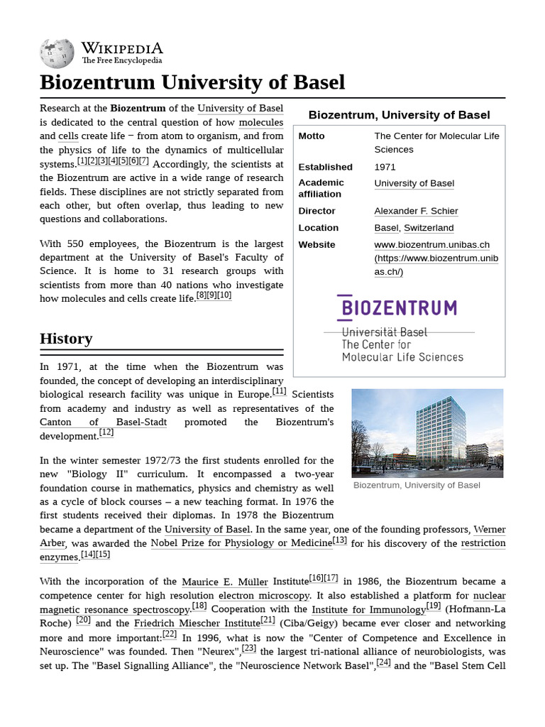 Biozentrum Basel: Molecular Life Sciences Hub | PDF