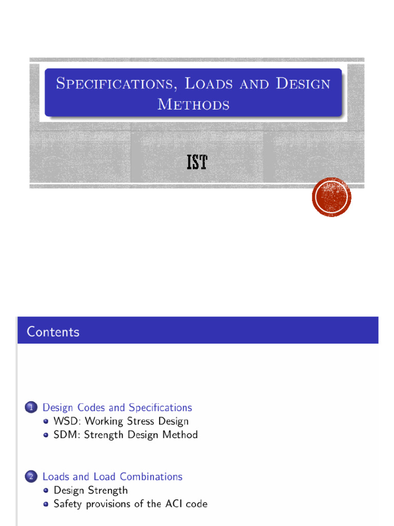 Lecture 2. Specifications, Loads and Design Methods | PDF